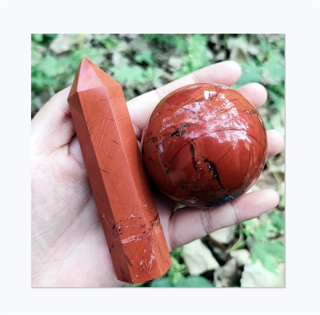 A Set of 50MM Natural Red Jasper Ball 70G Red Jasper Obelisk,energy ...