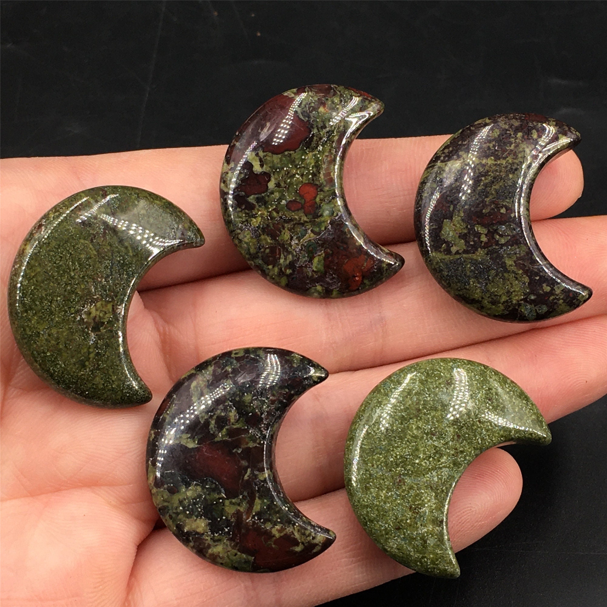 2pcs Natural Dragon Blood Stone Quartz Carved MoonHand | Etsy