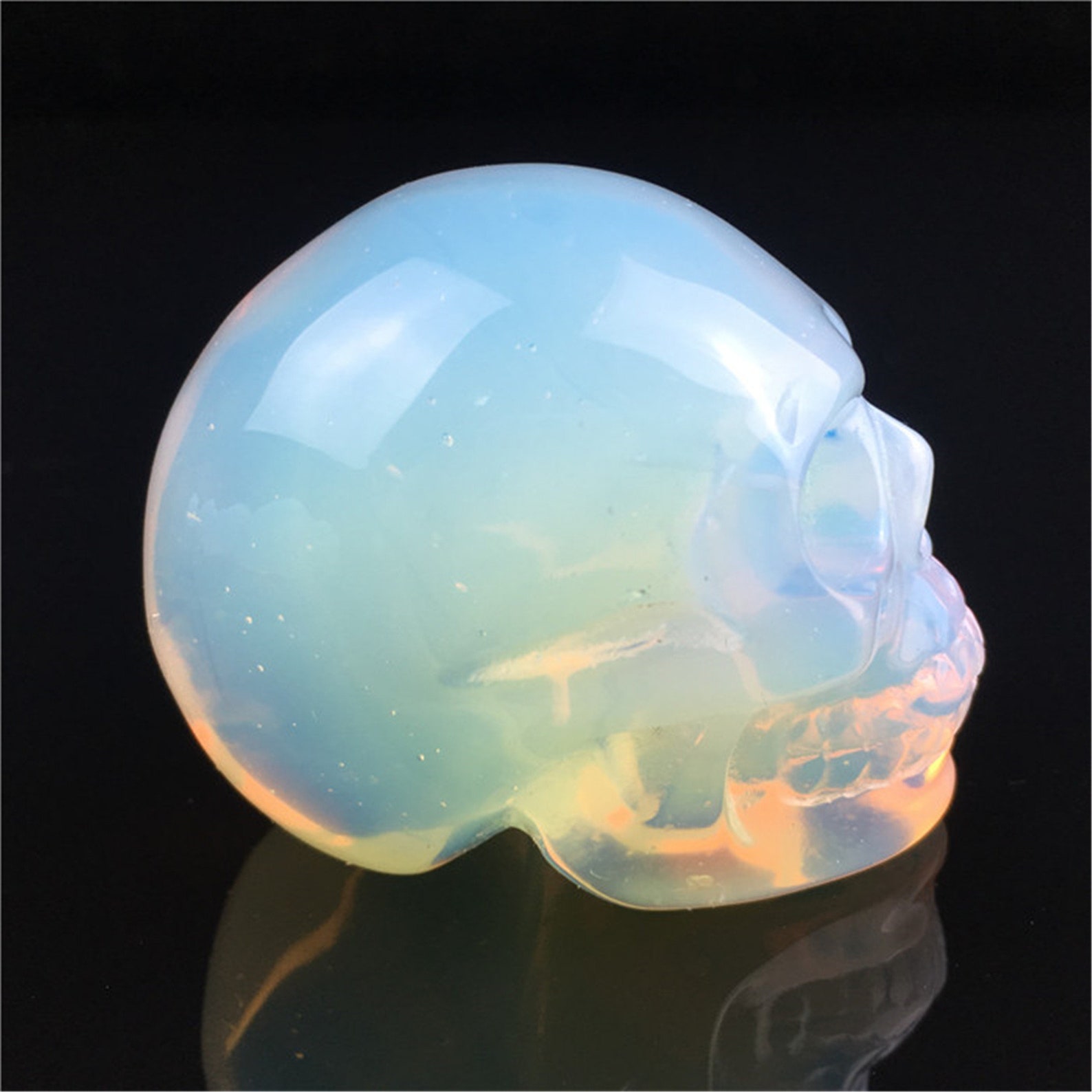 2 Opaline Quartz Crystal Handgesneden Schedel Rock | Etsy