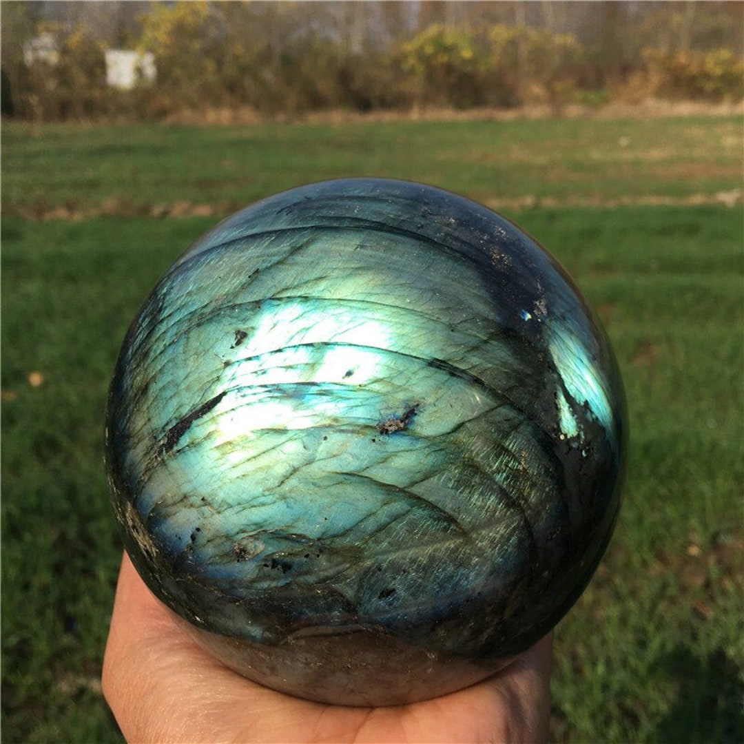 90mm Natural Labradorite Sphere Quartz Crystal Ball,polishing ...