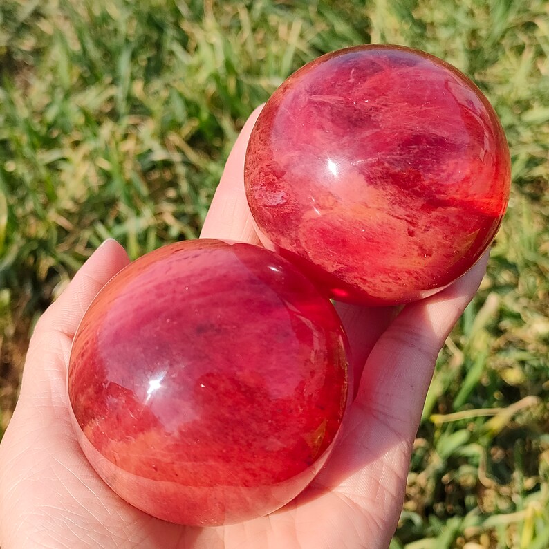 1pc Red Melting Stone Ballquartz Crystal Spheremineral - Etsy