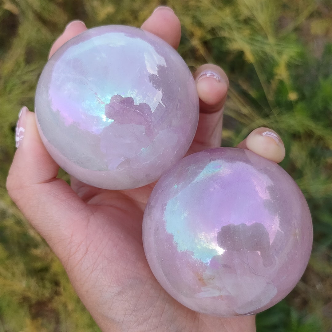 50mm Titanium Rainbow Rose Quartz Ball,quartz Crystal Ball,crystal Heal ...