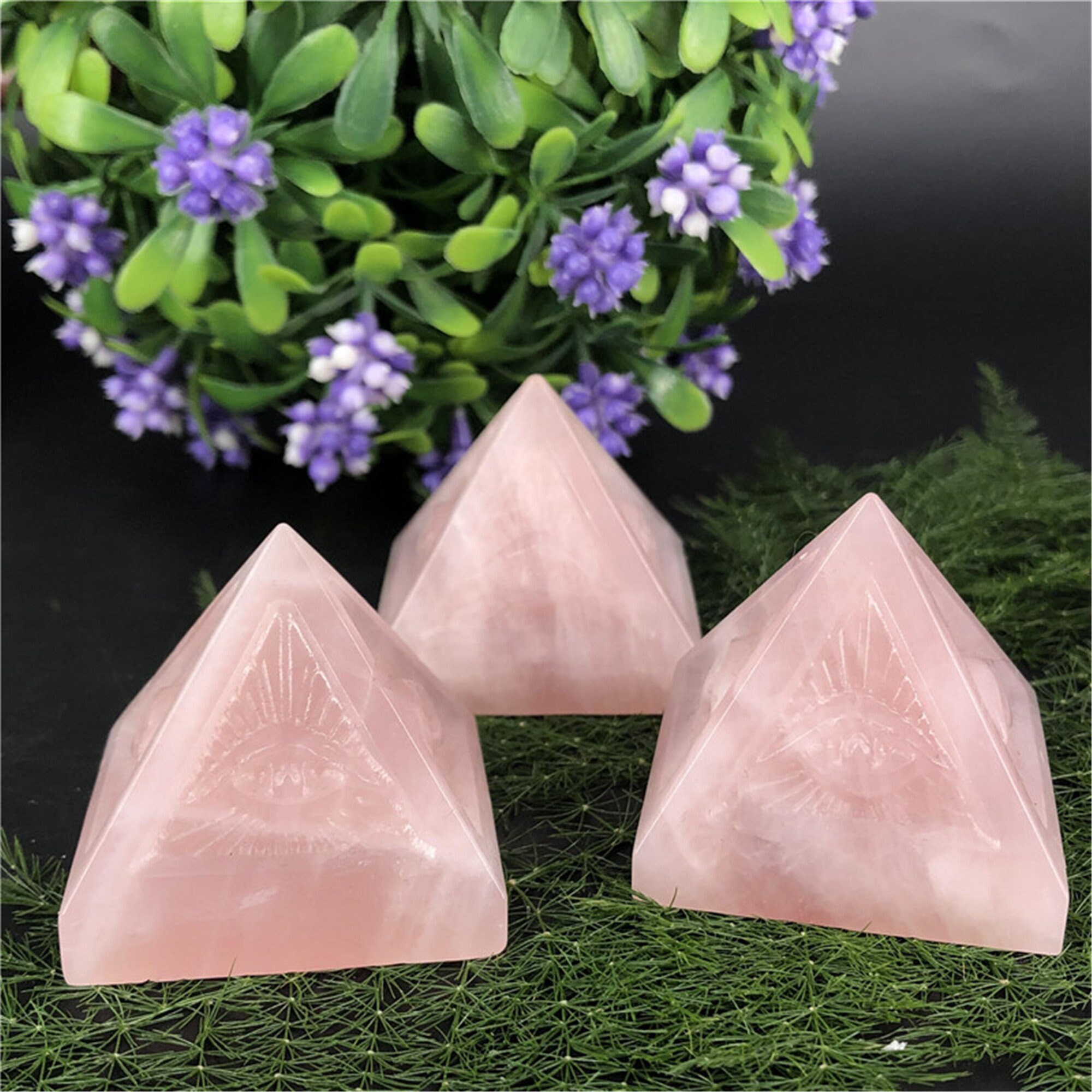 2pc Natural Rose Quartz Crystal PyramidStoneCrystal | Etsy