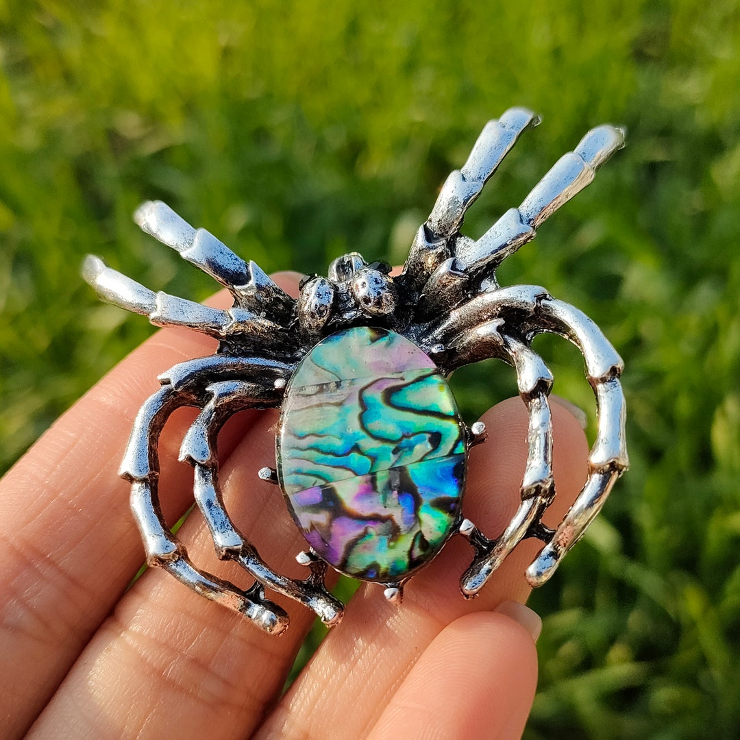 Natural Abalone Shell Brooch Quartz Spider,quartz Spider,crystal Energy ...