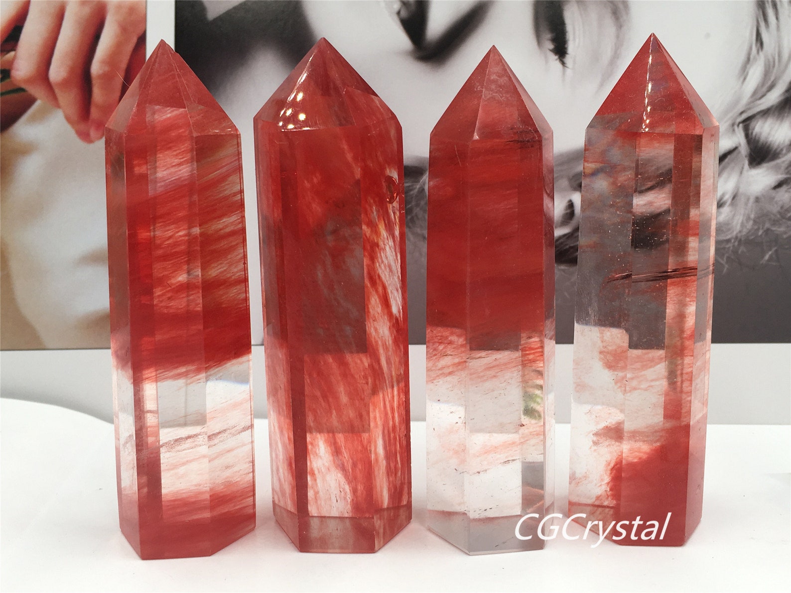 2pc Red Smelting Stone Quartz Crystal Obeliskhome - Etsy