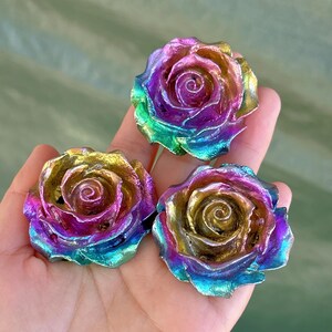 Rainbow Titanium Rose Flower,quartz Crystal Flower,mineral Sample,reiki ...