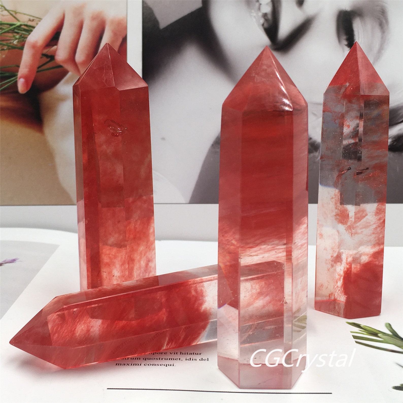 2pc Red Smelting Stone Quartz Crystal Obeliskhome - Etsy