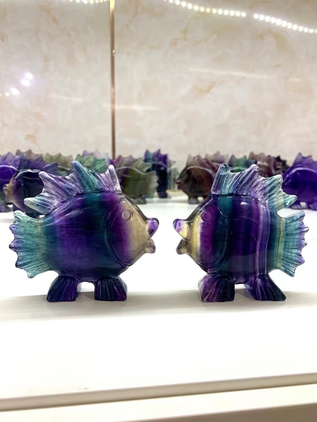 1PC Natural Hand Carved Fluorite Fish,quartz Crystal Tropical Fish ...