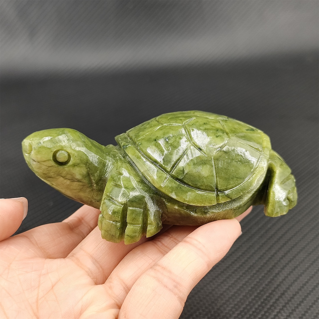 1pc Natural Hsiuyen Jade Sea Turtle,quartz Crystal Turtle Skull,home ...