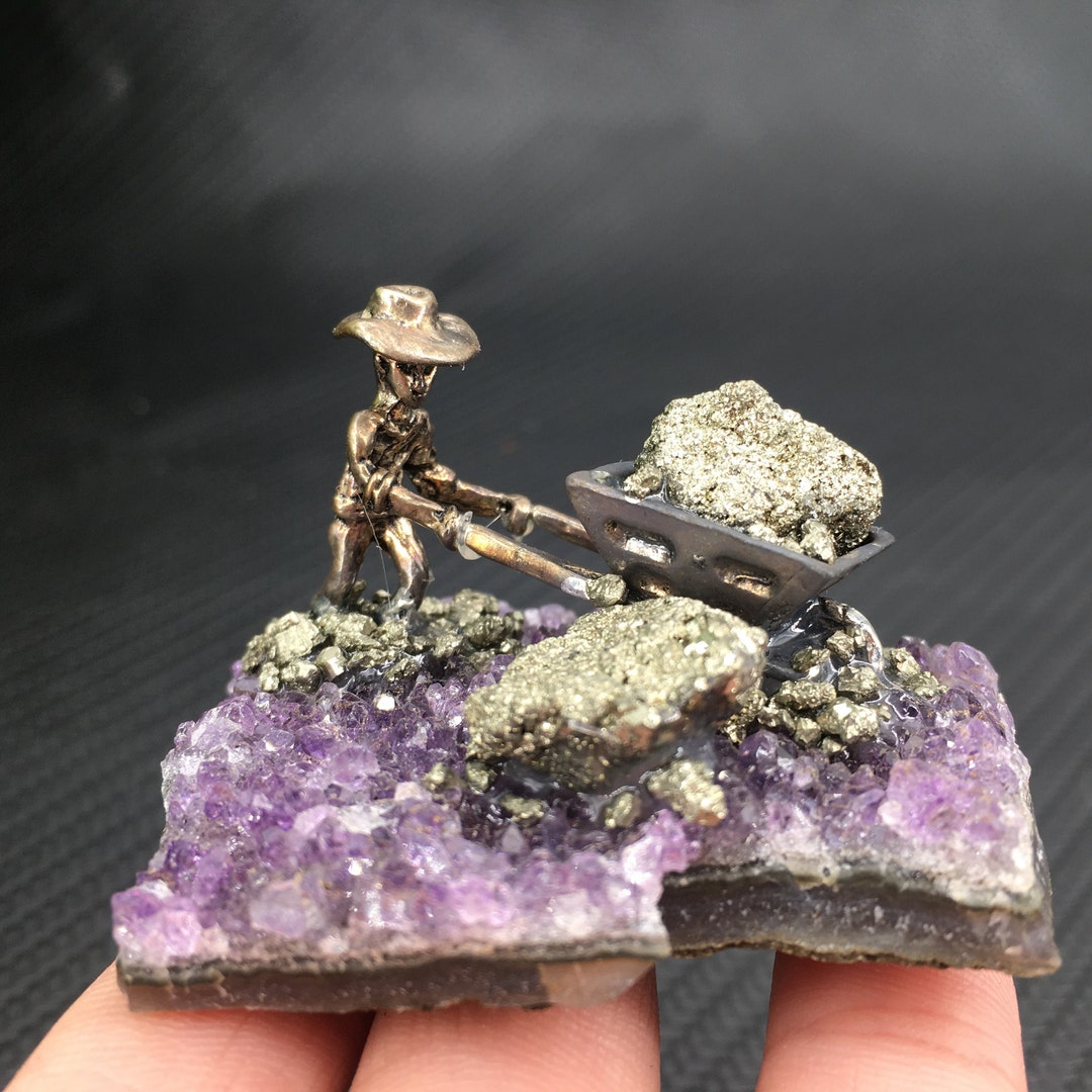 1pc Natural Amethyst Geode Miner,pyrite Miner,home Decoration,mineral ...