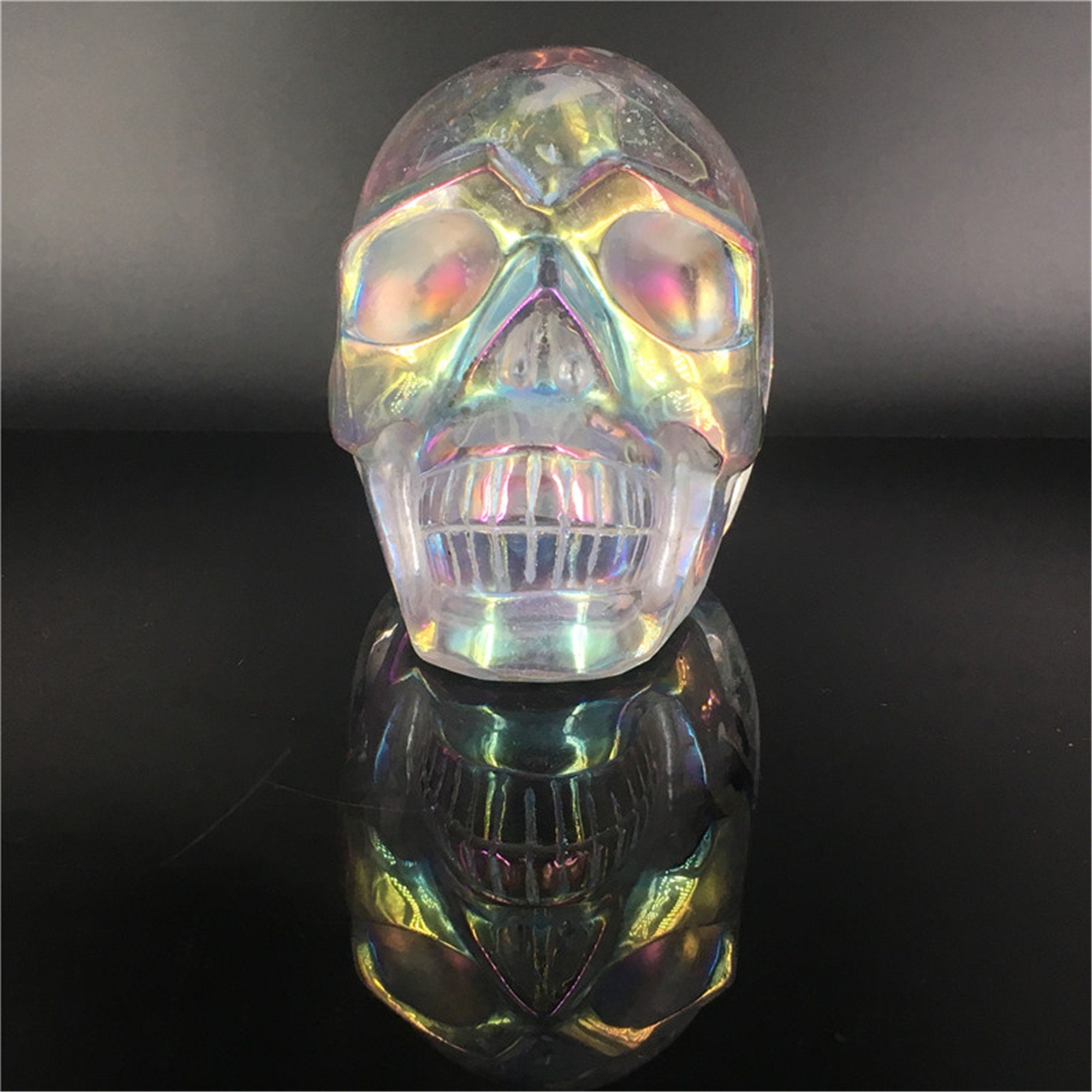 4 Titanium Rainbow Skull Carved Quartz Skull Healing | Etsy