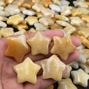 5PC Natural Yellow Jade Quartz Crystal Star,carved Quartz Crystal Stars ...