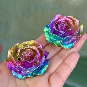 Rainbow Titanium Rose Flower,quartz Crystal Flower,mineral Sample,reiki ...