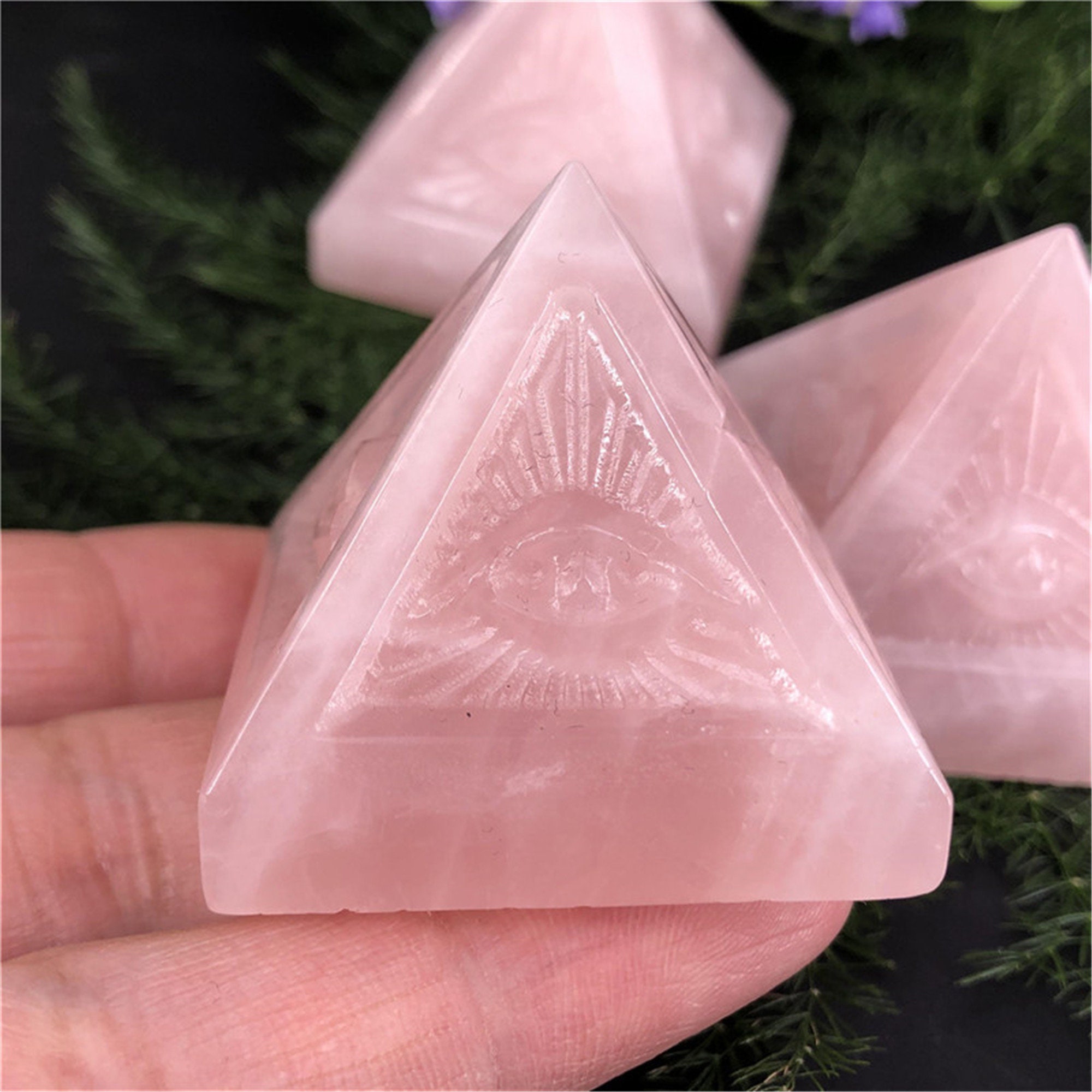 2pc Natural Rose Quartz Crystal PyramidStoneCrystal | Etsy