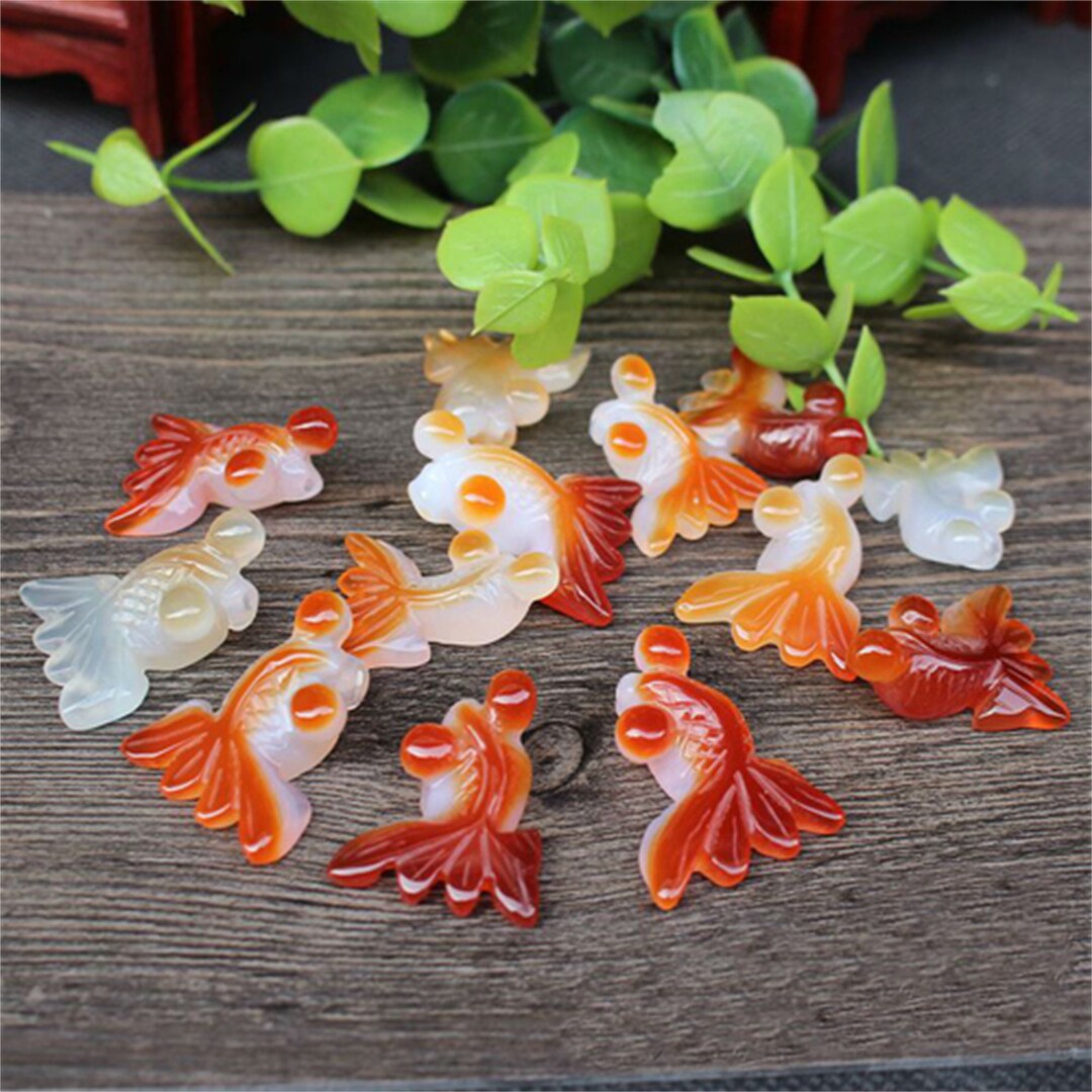 Natural Quartz Crystal Agate Mini Goldfish Pendant,crystal Animals ...