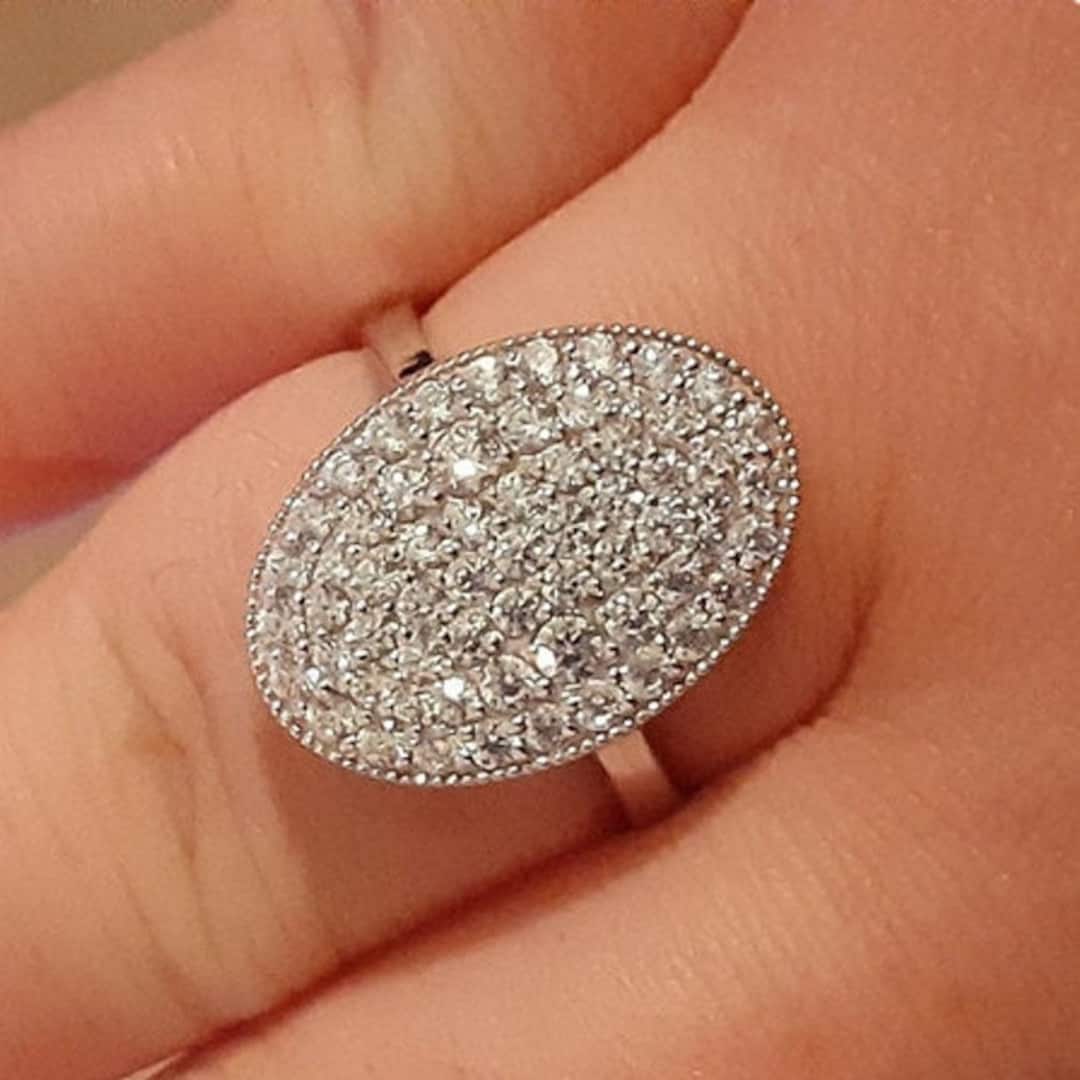 Bella Ring, 14K Solid Gold Colorless Round Moissanite Ring, Oval Shaped ...