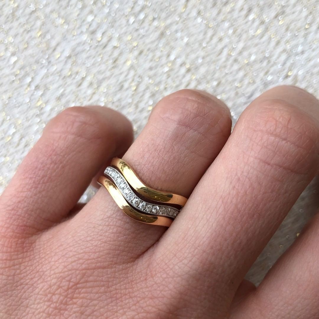 Curved Three Band, Stacking Ring Set, Three Piece Set, Full Eternity ...