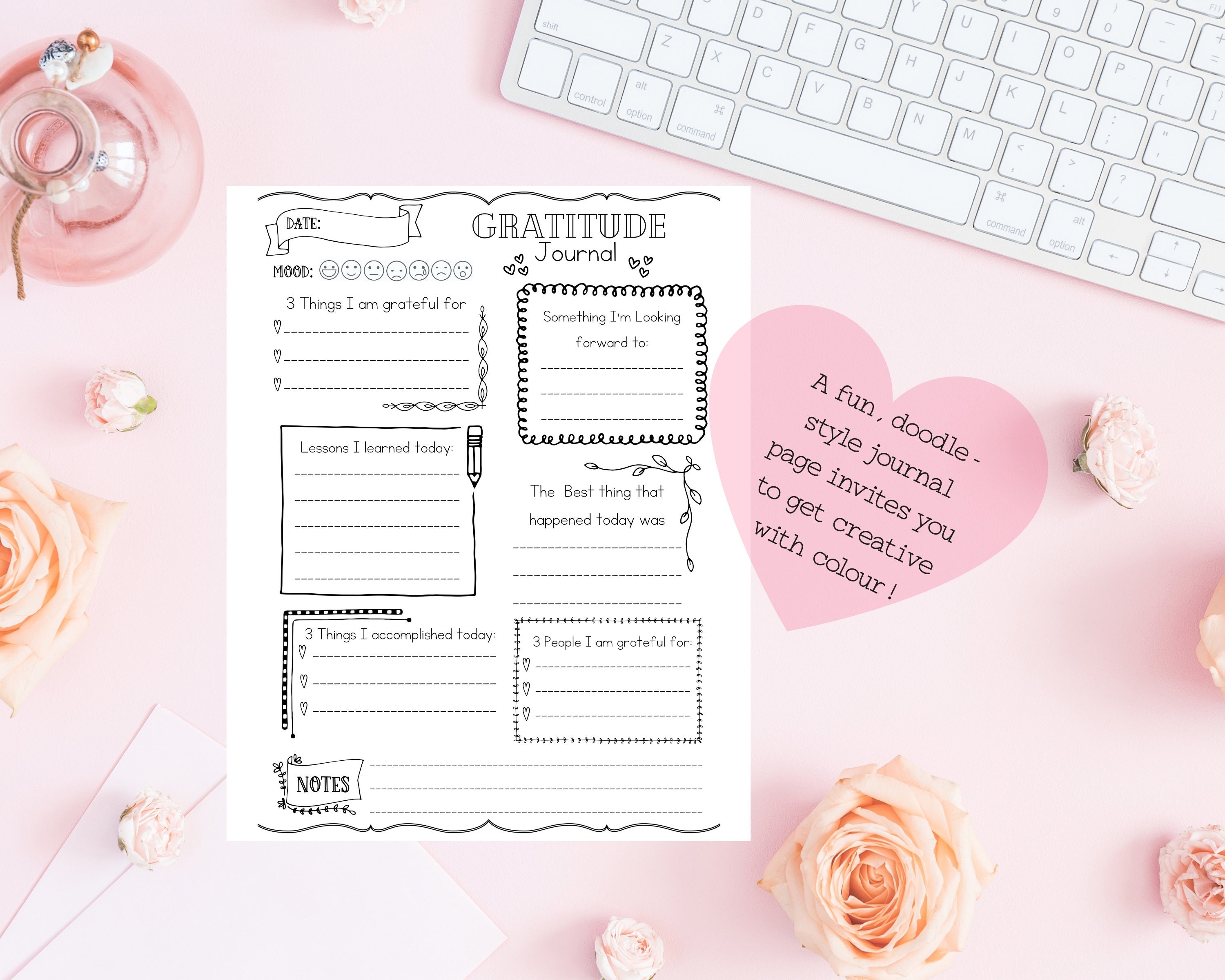 Daily Gratitude Journal Printable Gratitude Colouring Page | Etsy