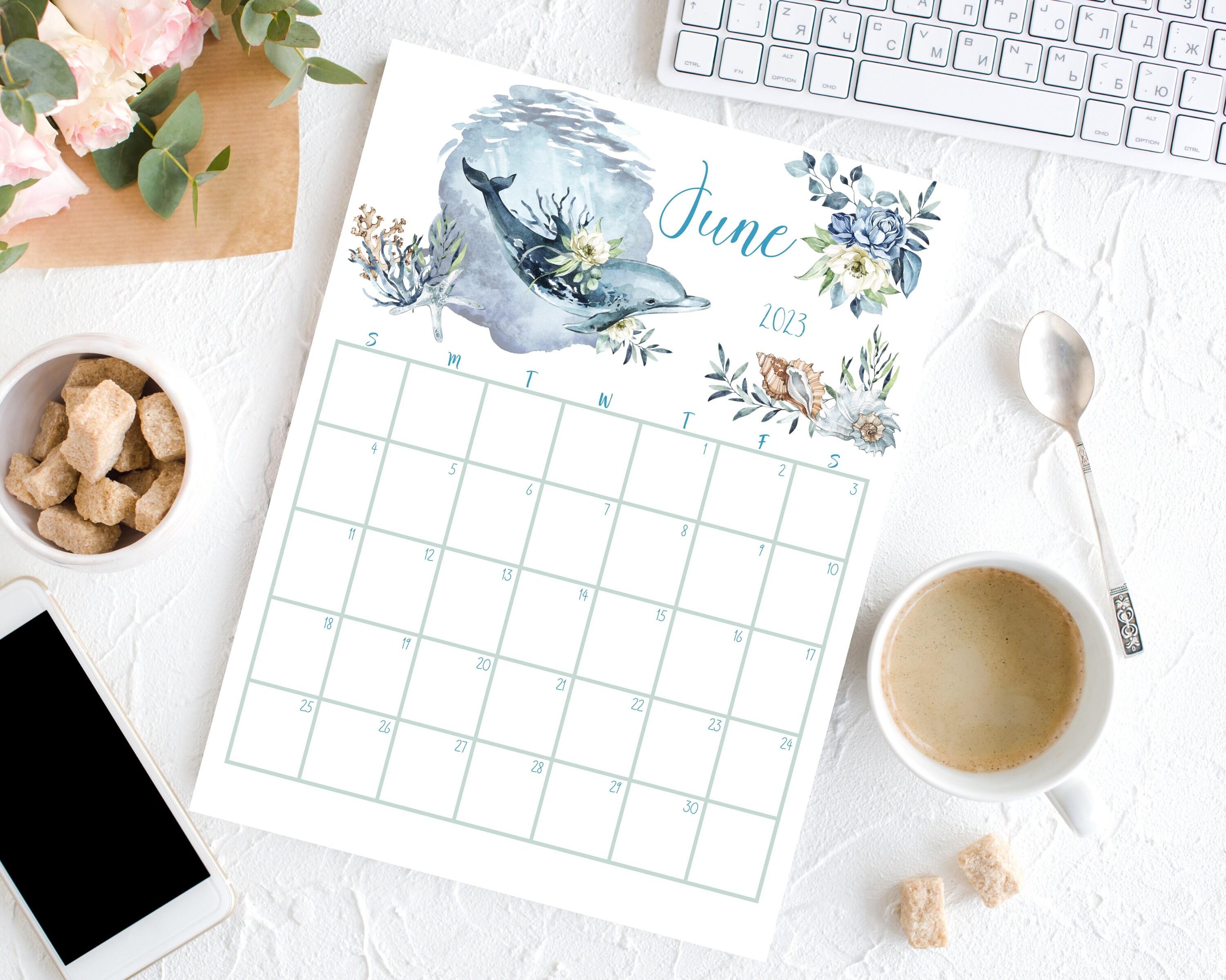June 2023 Printable Calendar June 2023 Calendar Page Monthly - Etsy