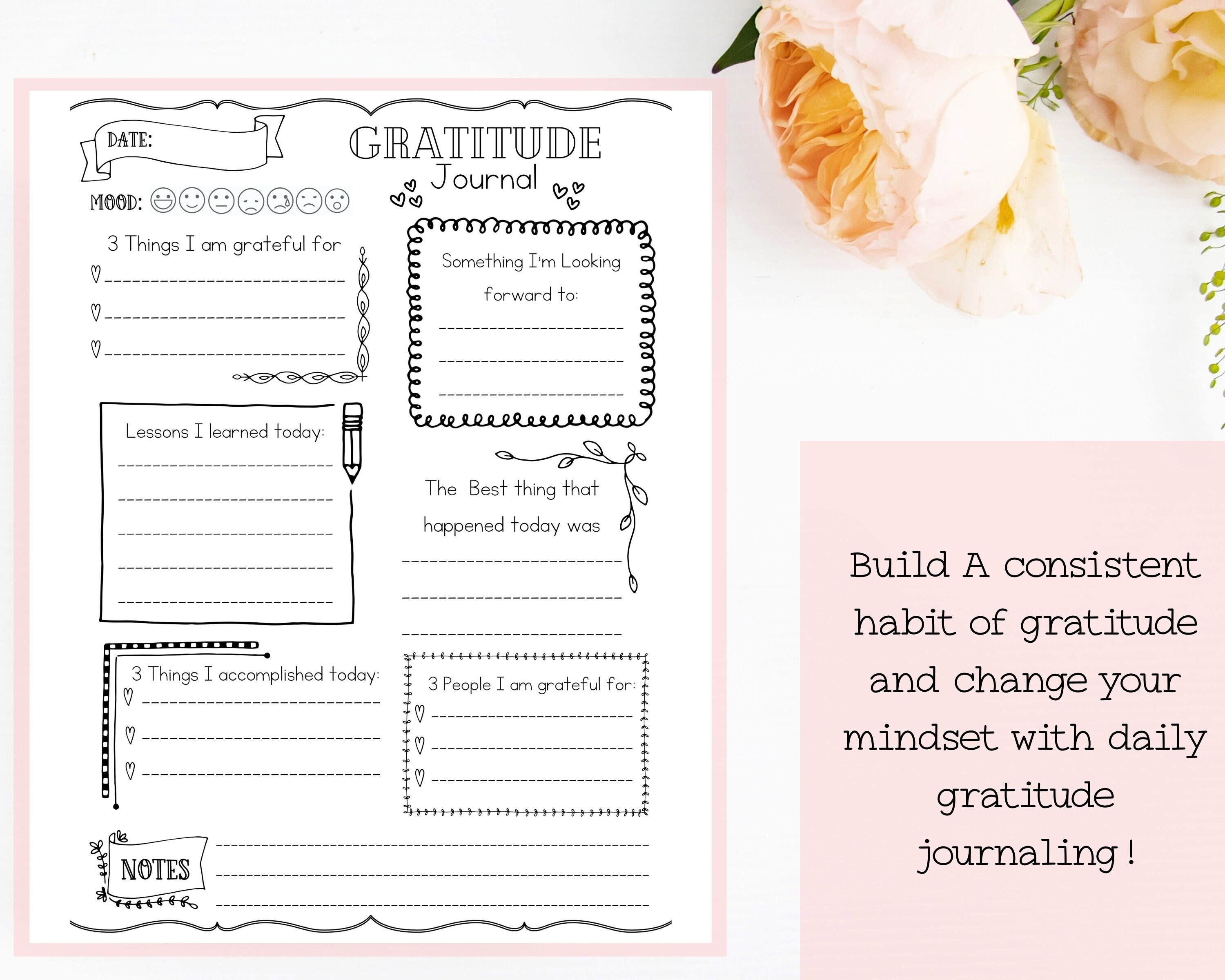 Daily Gratitude Journal Printable Gratitude Colouring Page | Etsy