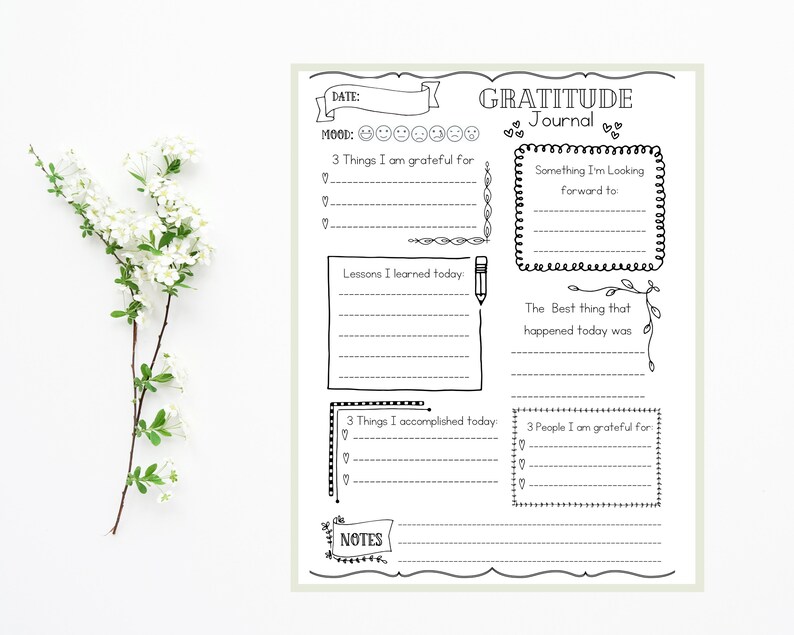 Daily Gratitude Journal Printable Gratitude Colouring Page | Etsy