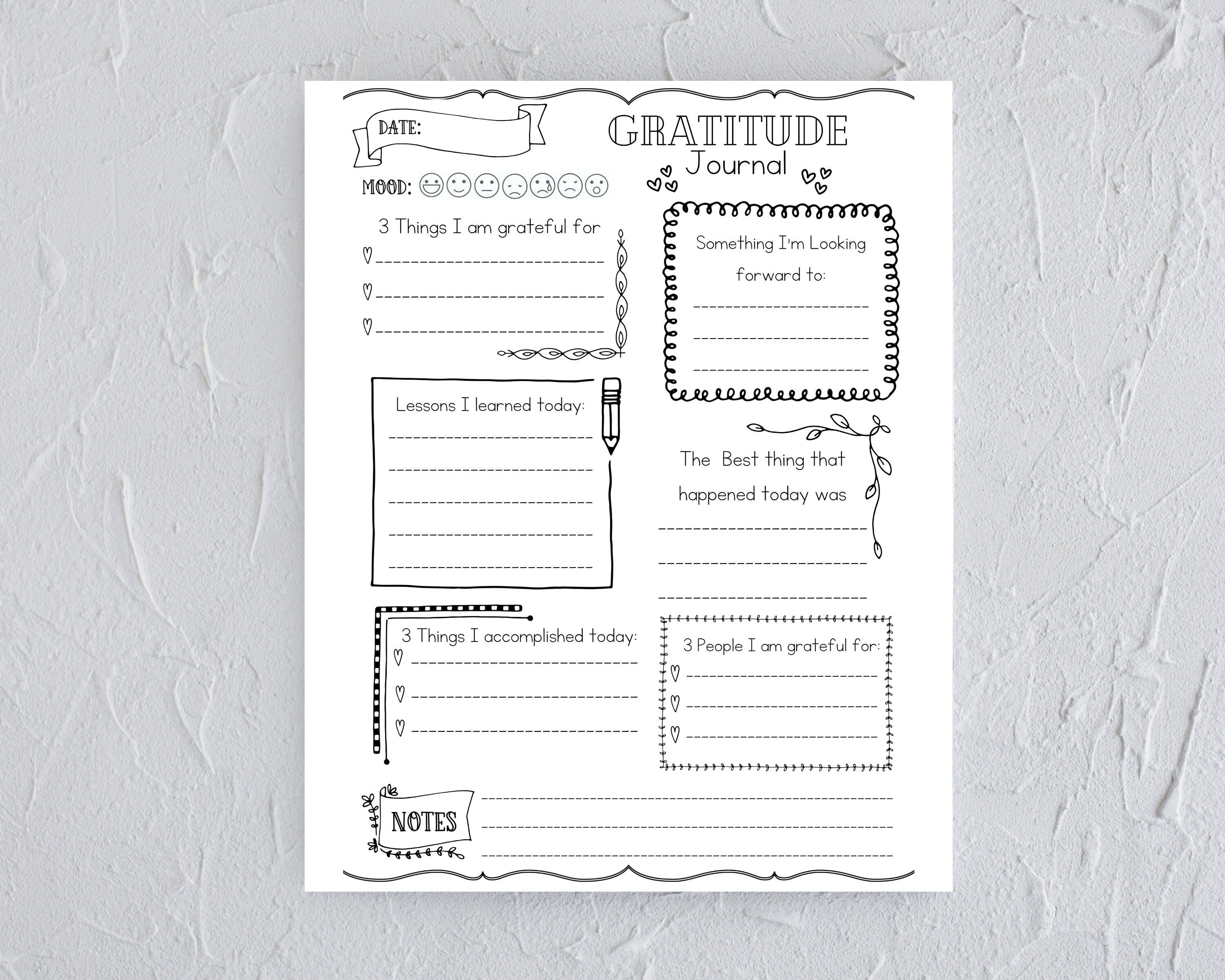 Daily Gratitude Journal Printable Gratitude Colouring Page | Etsy