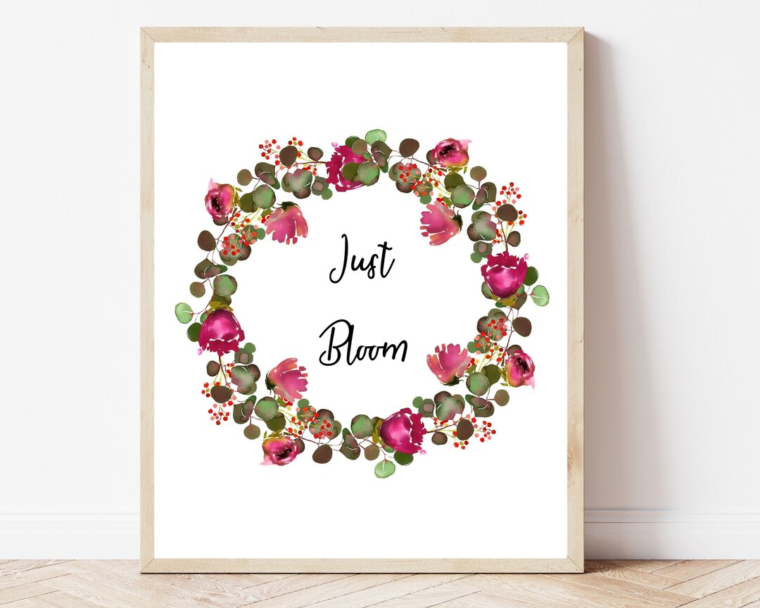 Just Bloom Printable Botanical Flower Wreath Wall Decor - Etsy
