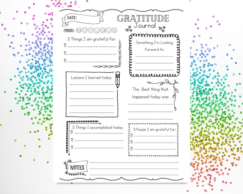 Daily Gratitude Journal Printable Gratitude Colouring Page | Etsy