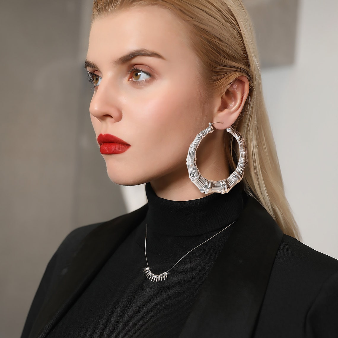 Bamboo Earrings Bamboo Hoop - Etsy