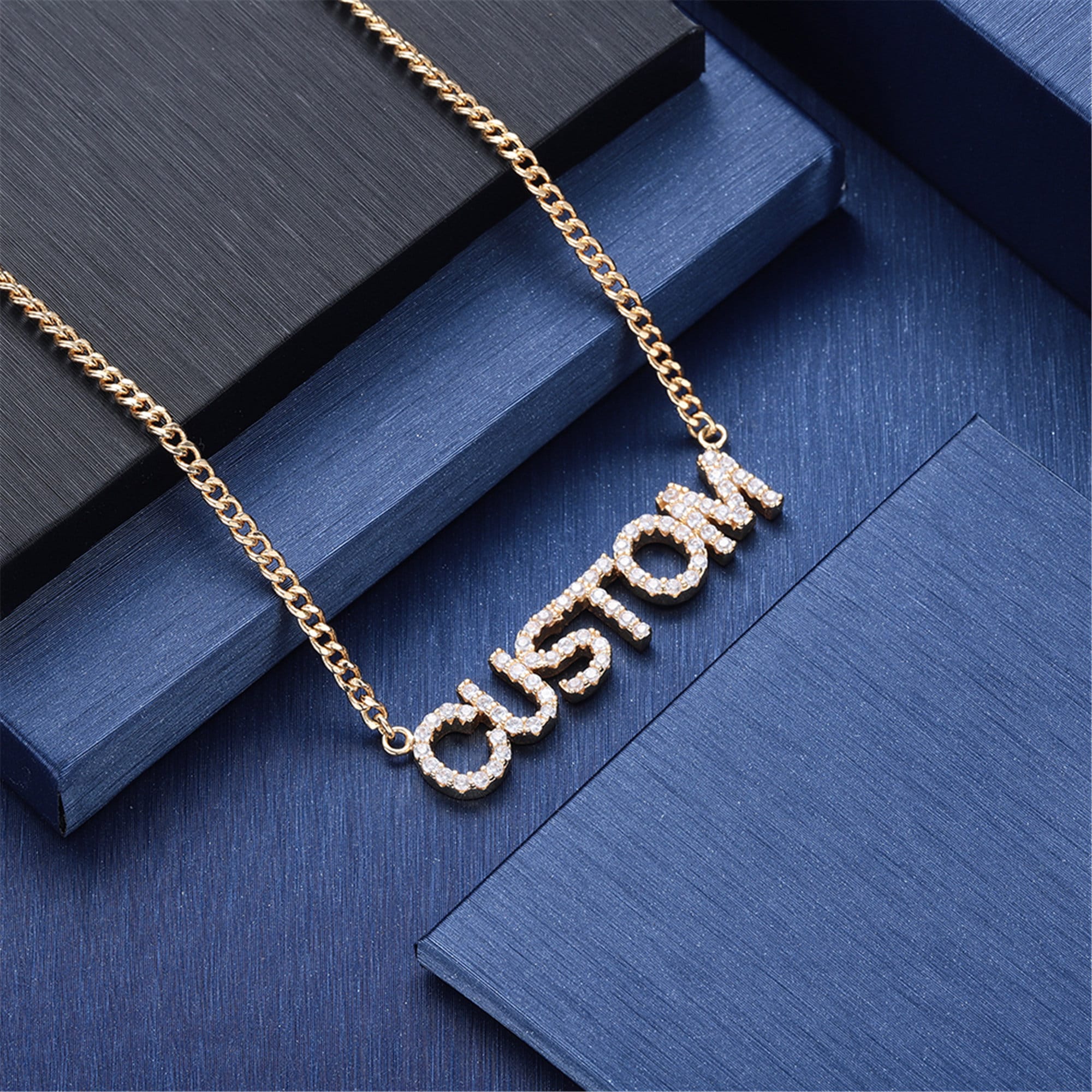 Diamond Name Necklace Custom Bling Necklace Diamond Letter - Etsy