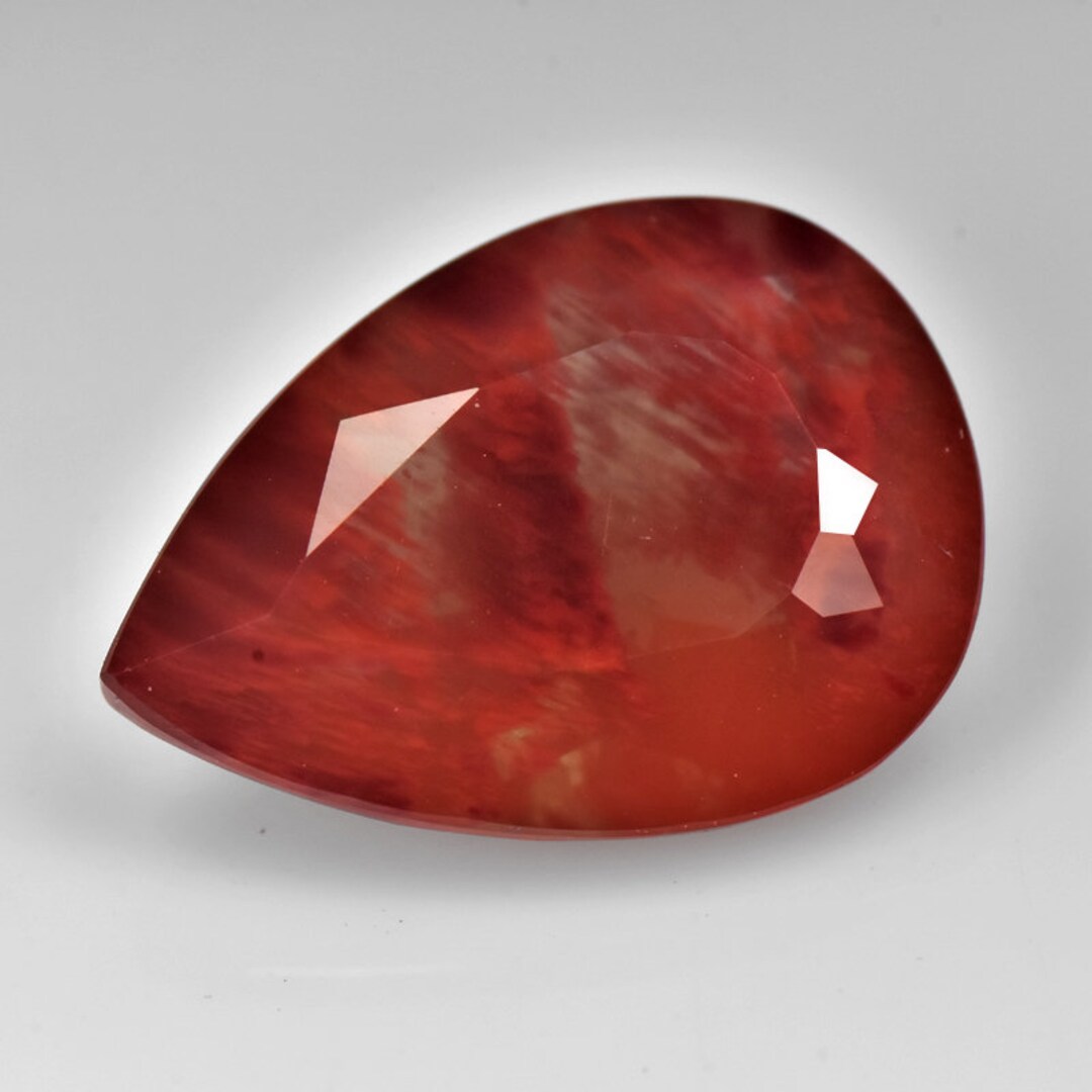 Orange Red Andesine Feldspar Pear Cut Natural Feldspar 3.95 Cts Orange ...