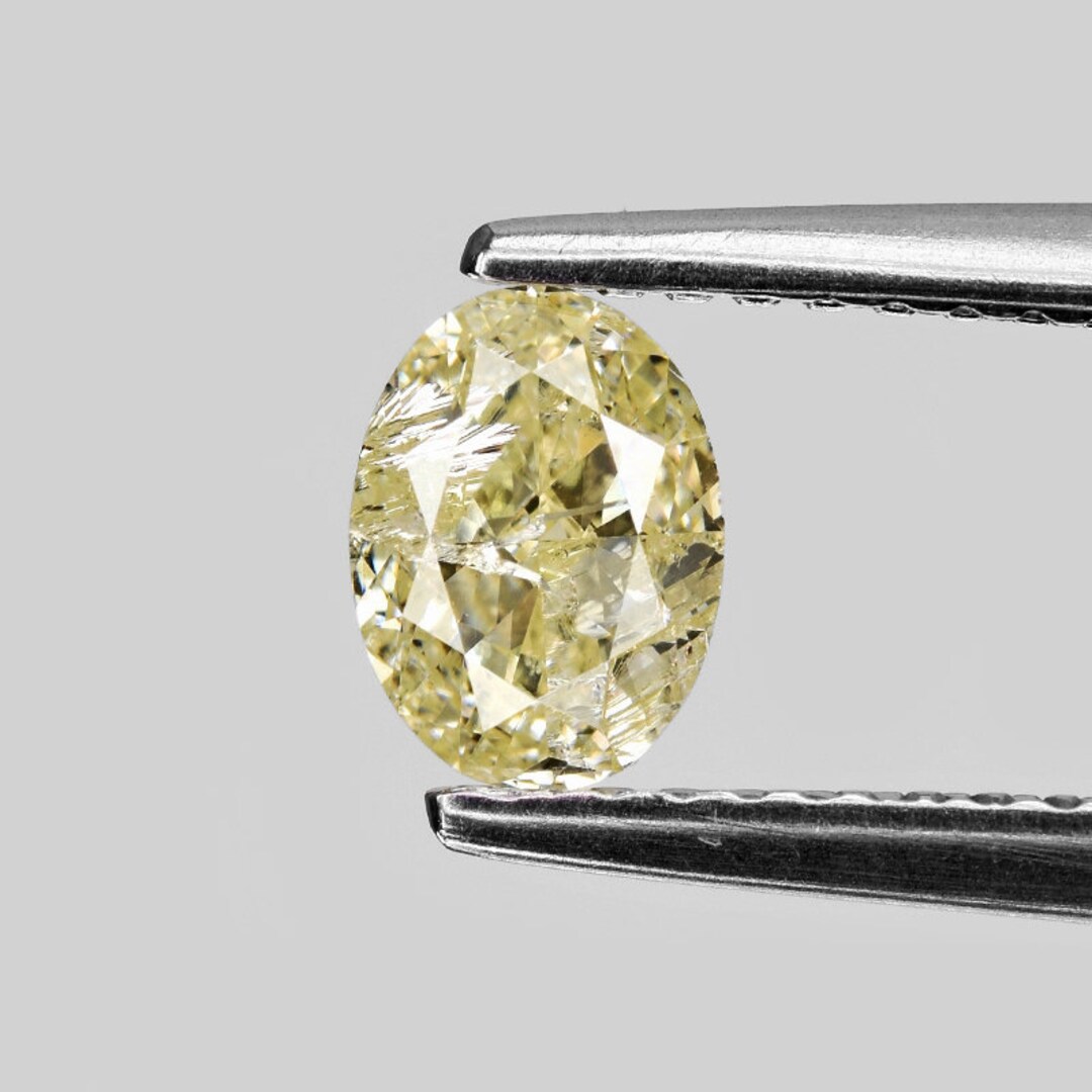 Yellow Diamond Oval Cut Diamond Natural Diamond 0.77 Cts for Ring Fancy ...