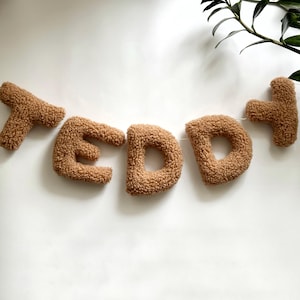 Personalized Teddy Fabric Name Banner: Plush Nursery Decor - Etsy