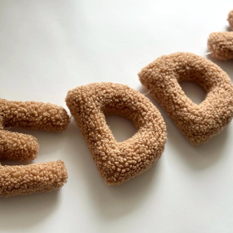 Personalized Teddy Fabric Name Banner: Plush Nursery Decor - Etsy