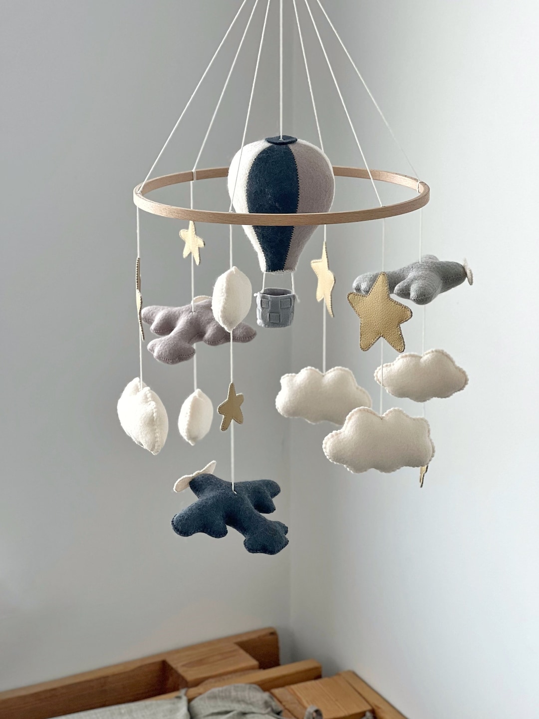 Hot Air Balloons Airplanes Baby Crib Mobile Sky Theme Nursery Decor ...