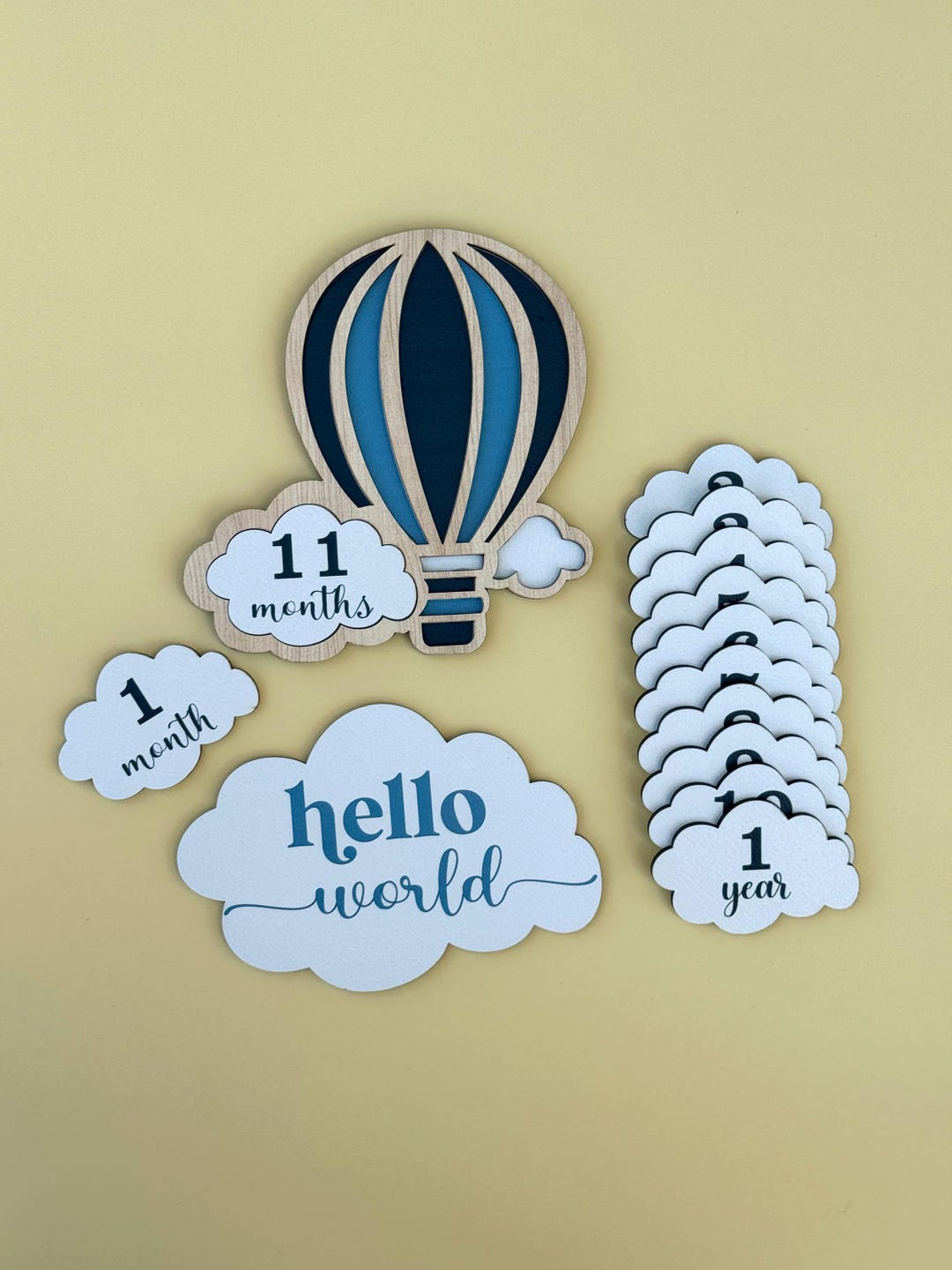 Hot Air Balloon Milestone Board for Baby Monthly Photos Photo Prop With ...