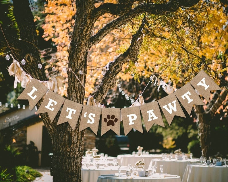 Lets Pawty Banner Dog Birthday Banner Puppy Birthday - Etsy