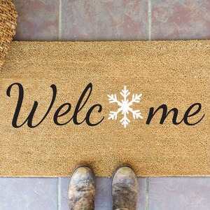 Welcome Snowflake Doormat Winter Doormat Welcome Mat | Etsy