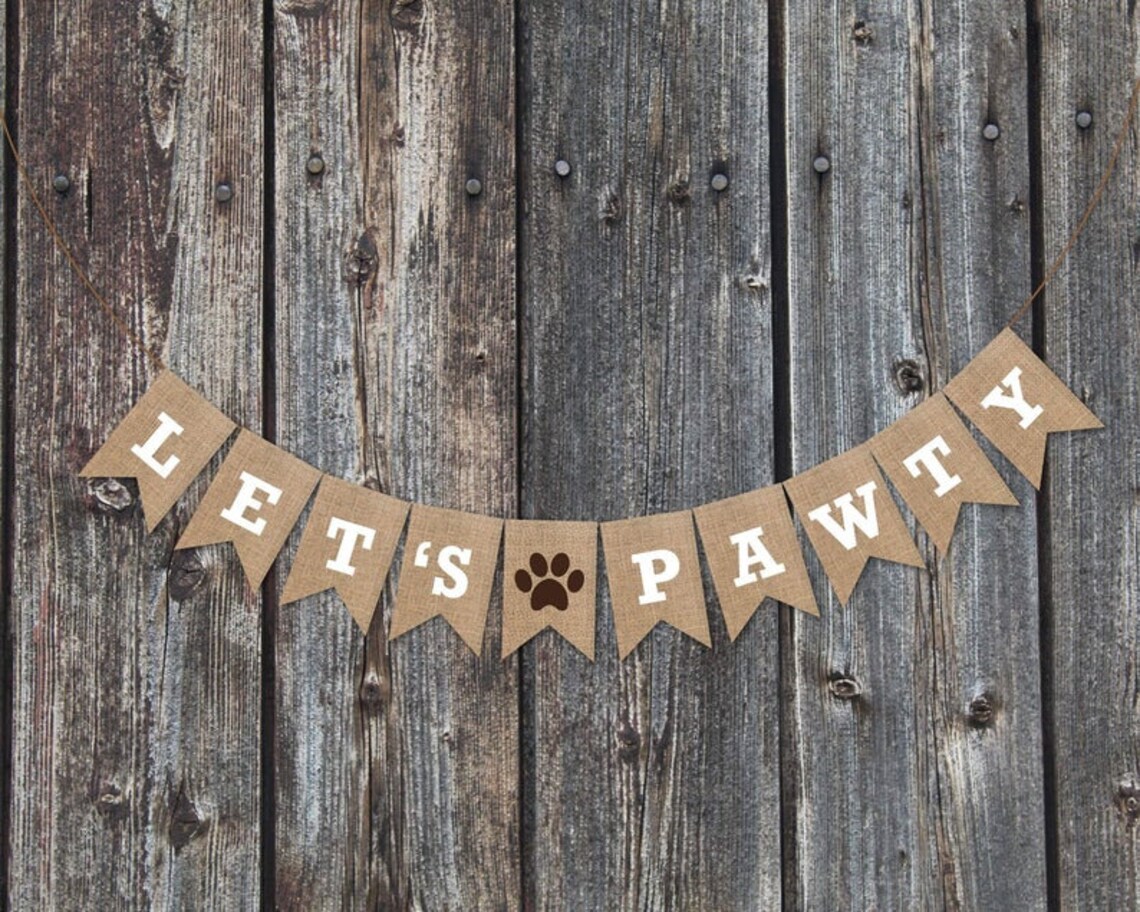 Lets Pawty Banner Dog Birthday Banner Puppy Birthday | Etsy