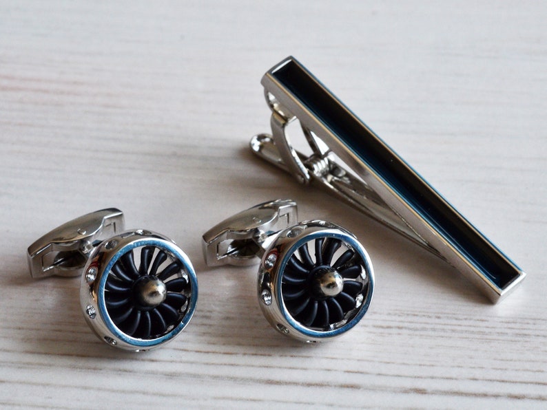 Airplane Cufflinks Tie Clip Set: Aviation Pilot Gift in Personalized ...