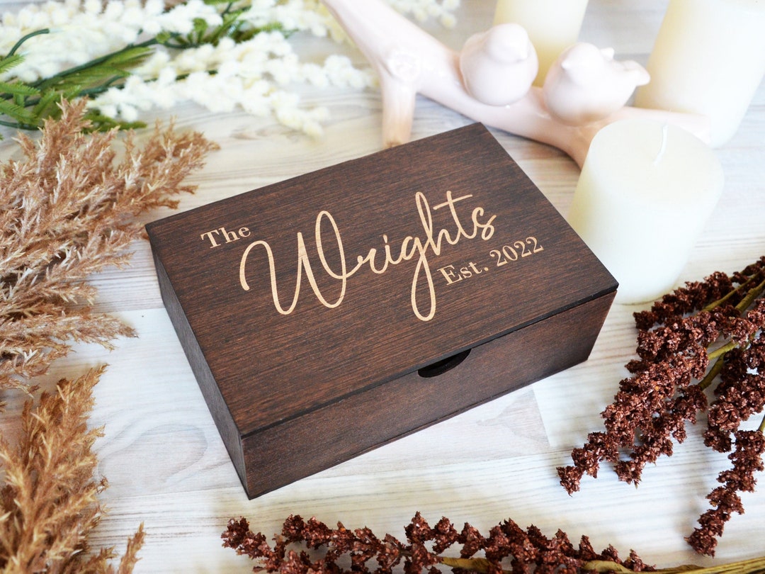 Personalized Wedding Memory Box, Engraved Wooden Gift Box for Couples ...