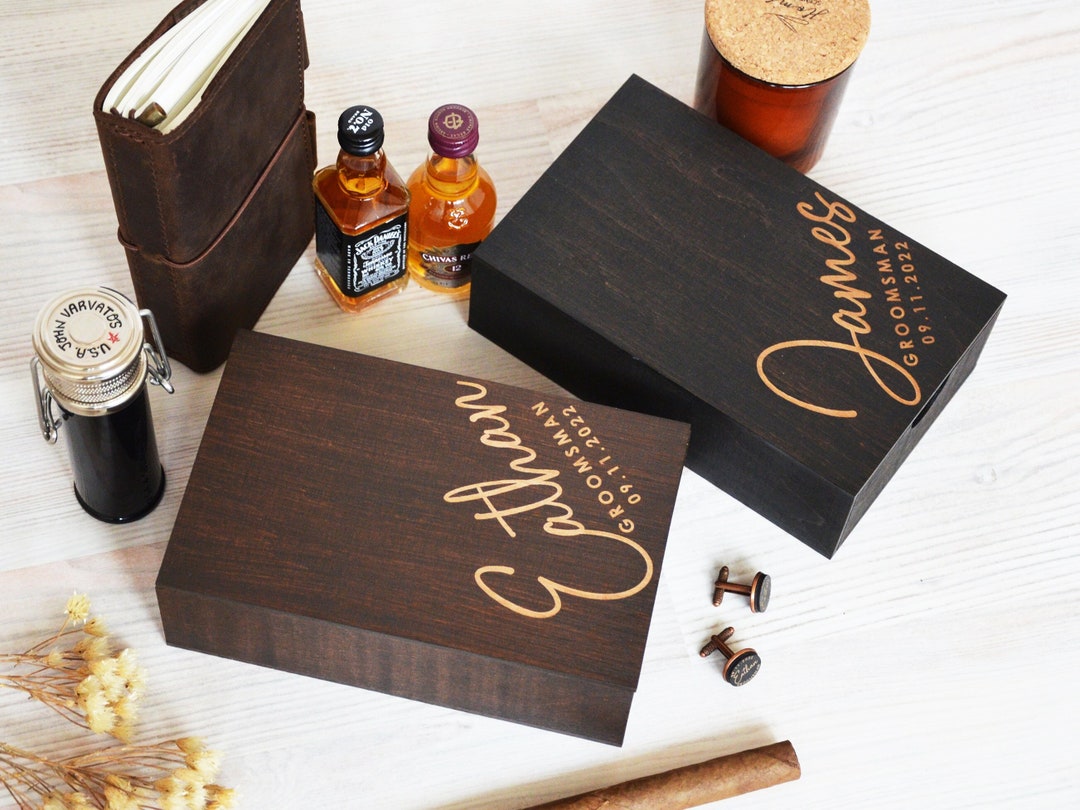 Personalized Large Cigar Box, Black Wood Box for Gift Cigars or ...