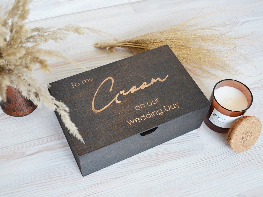 Groom Box for Wedding Gift From Bride, Wooden Keepsake Gift Box for Him ...