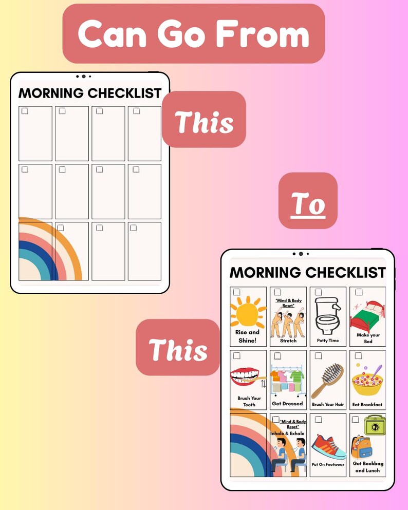Visual Schedule for Kids, ADHD Routine Chart, Editable Canva Template ...