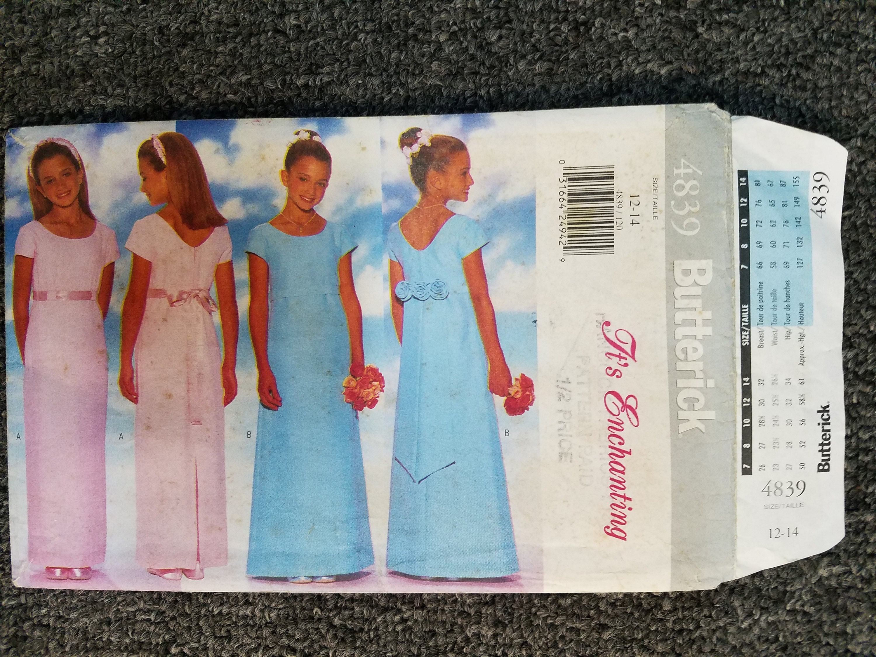 Butterick 4839, Girls Formal Dress, Flower Girl Dress, Wedding Dress ...