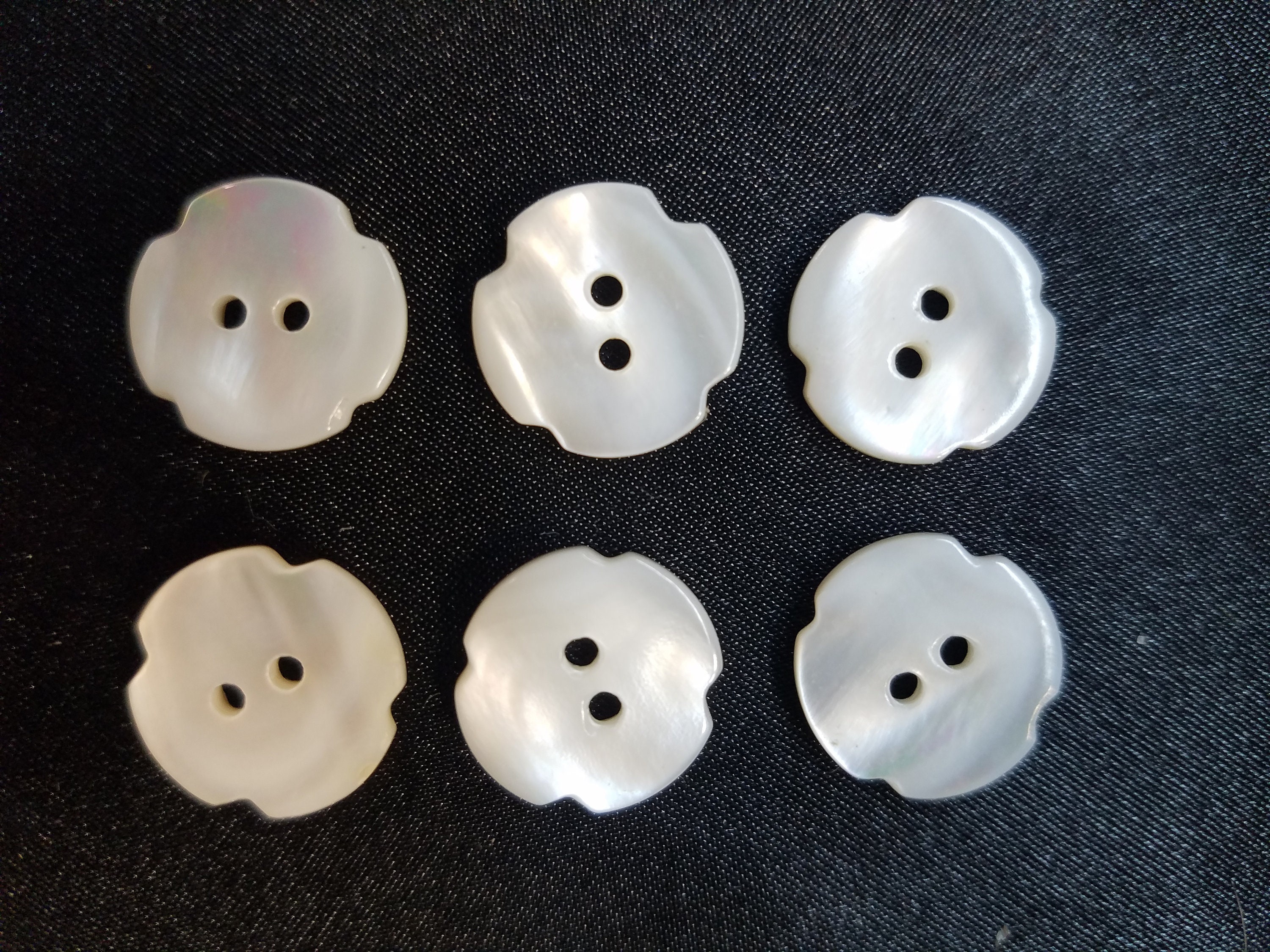 6 - 5/8" Mother-of -pearl Buttons, Carved Buttons, Pearl Color Buttons ...