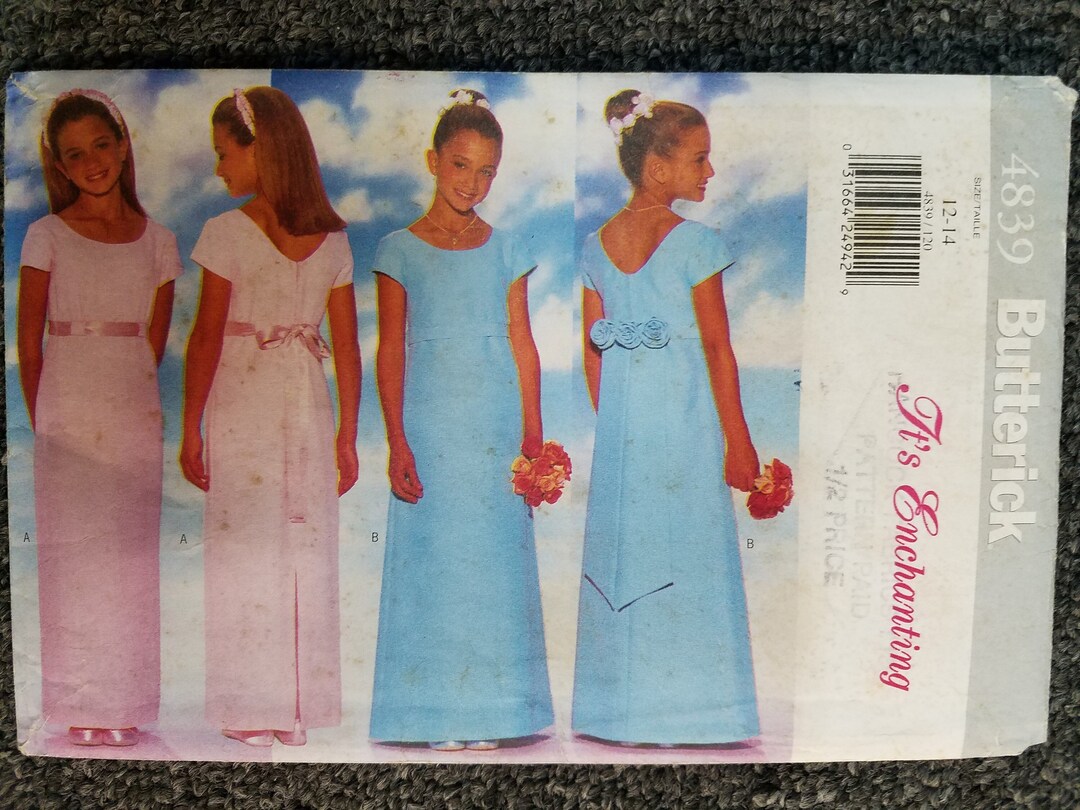 Butterick 4839, Girls Formal Dress, Flower Girl Dress, Wedding Dress ...