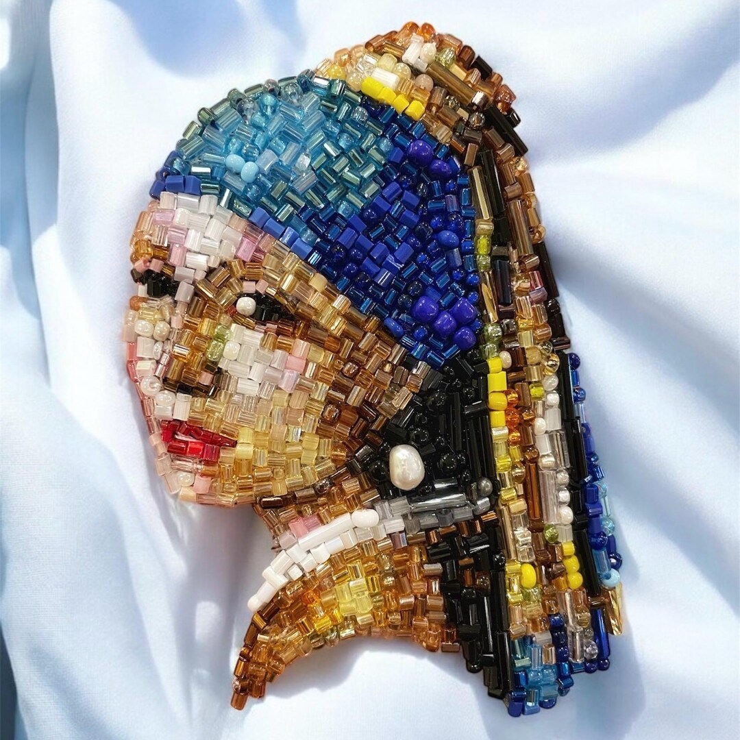 Handmade Beaded Brooch Famous Painting Portrait Made of Beads Gift Idea ...