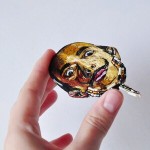 Hand embroidery brooch Salvador Dali portrait embroidered | Etsy