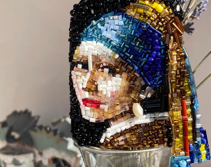 Handmade Beaded Brooch Famous Painting Portrait Made of Beads Gift Idea ...